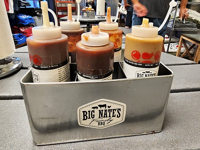 Sauce caddy – the supporting actors that deserve their own spin-off show. Each bottle contains liquid personality for your meat masterpiece.