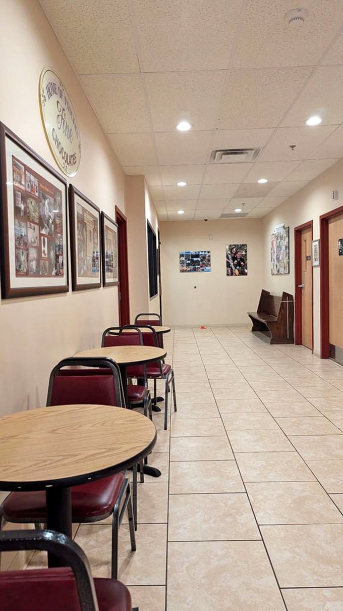 Simple seating areas invite chocolate contemplation—because some flavor revelations require a moment of seated reflection.