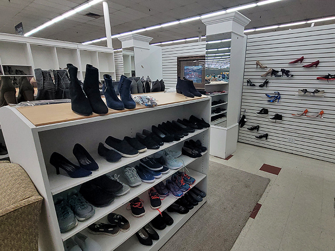 The shoe department offers footwear for every occasion. Those boots weren't made for walking away from – they're practically new!