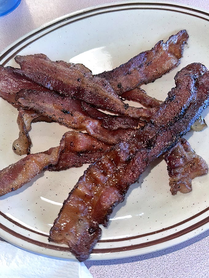 Bacon that's achieved that mythical perfect state—crispy yet tender, the breakfast equivalent of winning the lottery.