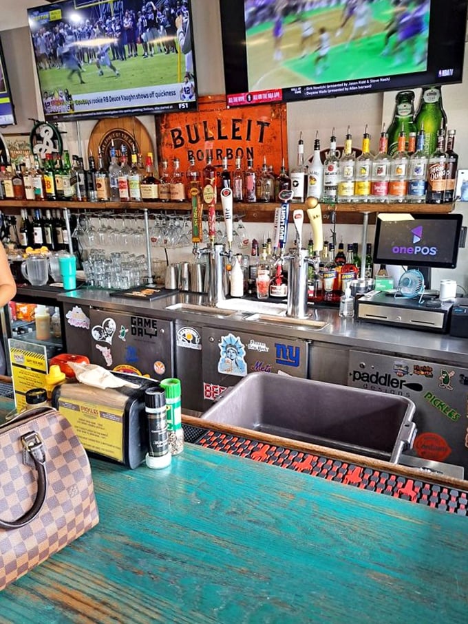 The bar area proves this isn't your grandmother's deli—unless your grandmother was surprisingly cool and served excellent cocktails.