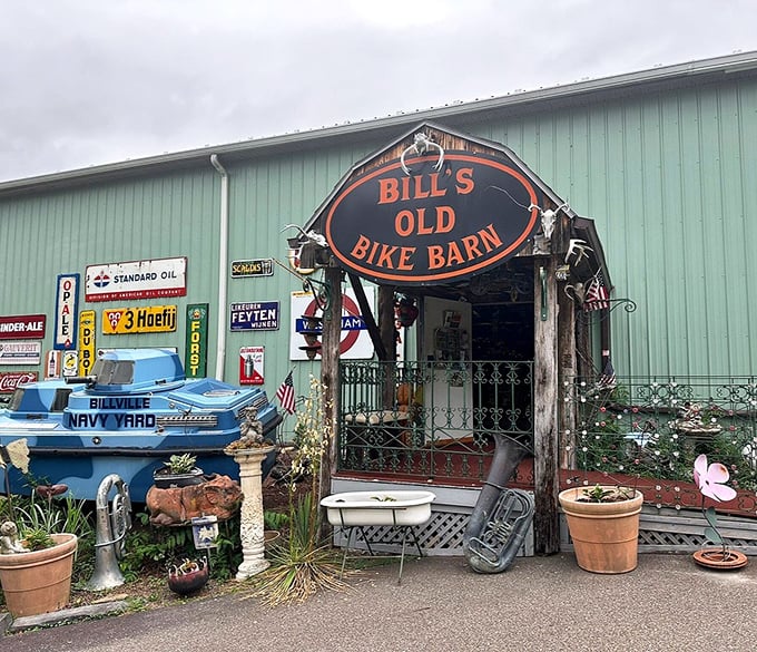 Bill's Old Bike Barn—where nostalgia comes with handlebars and every vintage sign tells a story from America's roadside past.