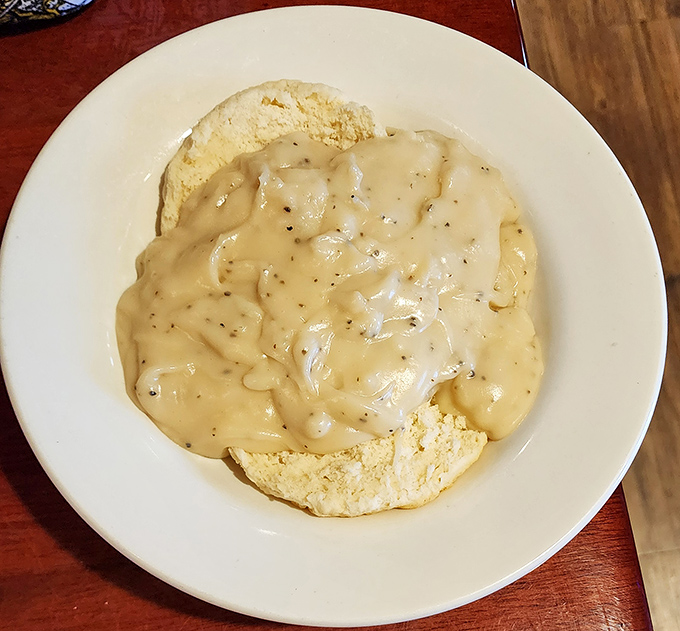 Biscuits and gravy – the breakfast equivalent of a warm hug from your favorite grandparent. Simple, honest, and absolutely perfect.