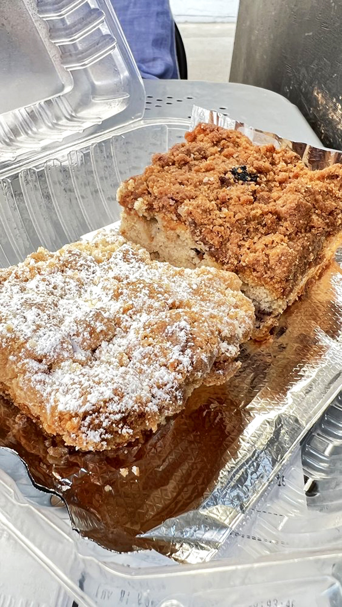 Coffee cake that makes you wonder why anyone bothers with birthday cake. That crumb topping isn't just a feature—it's the whole point.