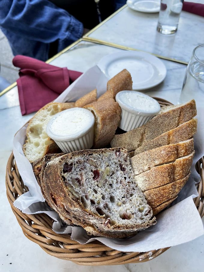 The bread basket at Parc isn't just a prelude—it's a star in its own right. That cranberry walnut loaf deserves its own fan club.
