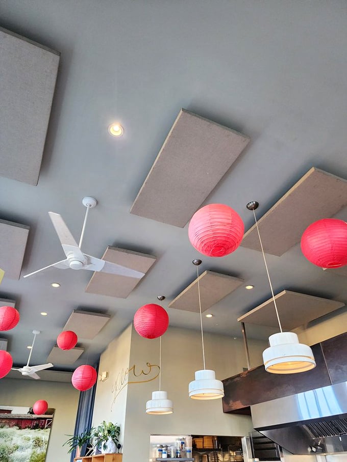 Those red paper lanterns aren't just decor—they're like little breakfast beacons guiding hungry souls to pancake nirvana