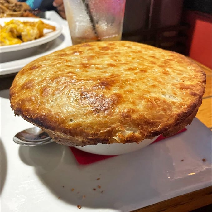 This isn't just pot pie—it's edible architecture with a golden dome that deserves its own spot on the Maryland state flag.