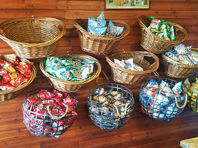Chip selection at Jimmie's is serious business—these baskets of crunchy companions are the perfect supporting cast for the star of the show.