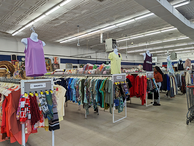 Summer fashion displayed with surprising flair—proof that secondhand shopping doesn't mean second-rate style.