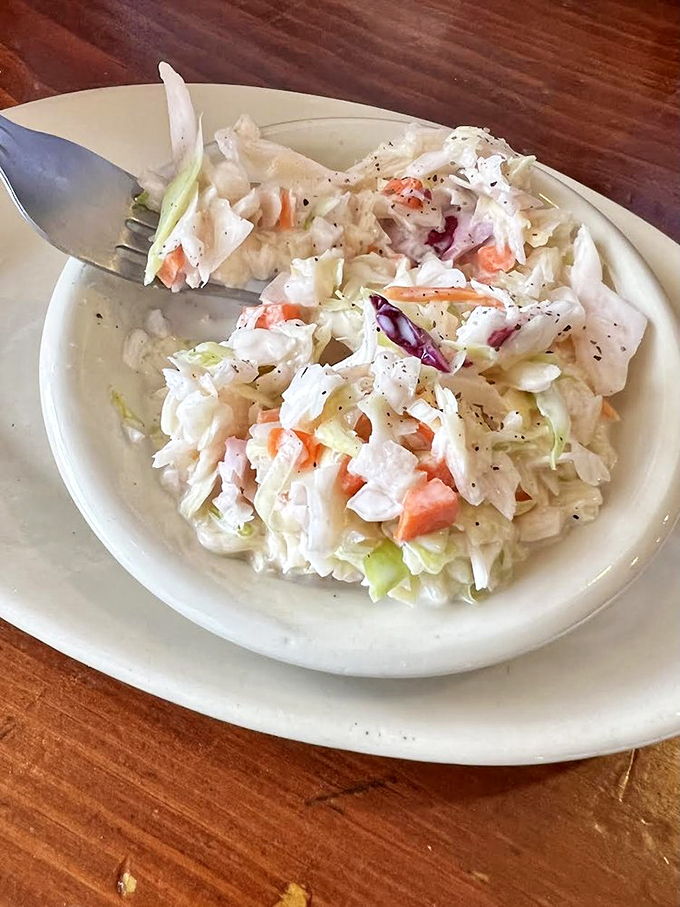 Homemade coleslaw that strikes the perfect balance between creamy and crunchy—proof that side dishes deserve respect too.