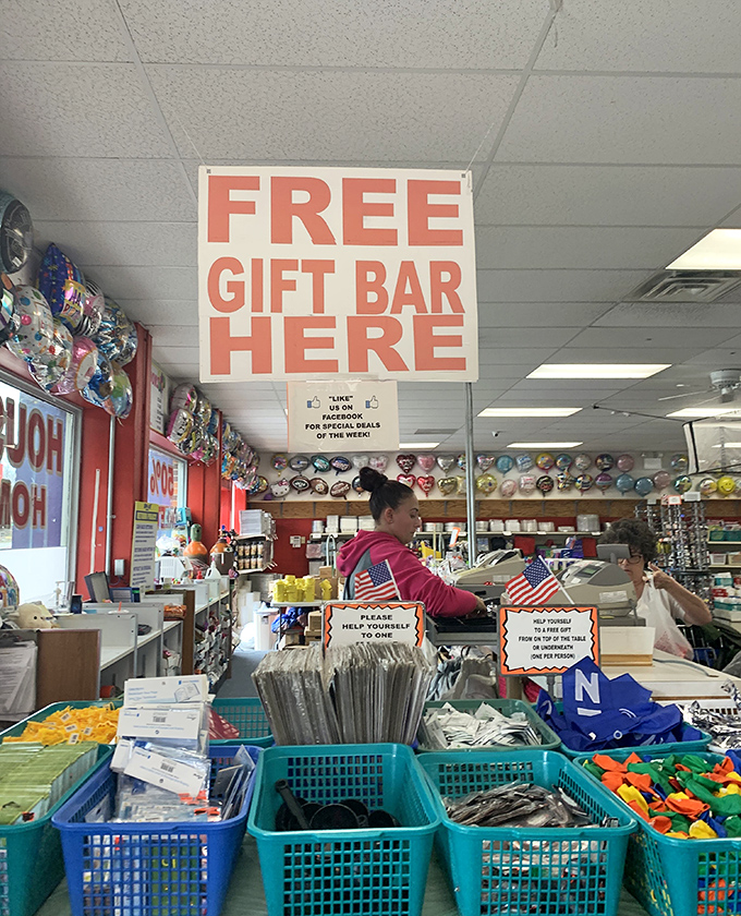 The legendary "Free Gift Bar" - because the only thing better than a great bargain is something for absolutely nothing.