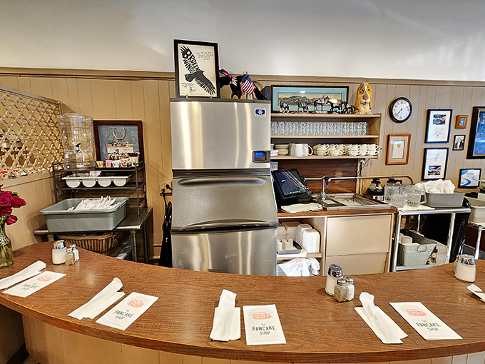 The heart of breakfast operations—where orders are called, coffee is poured, and pancake magic is orchestrated. 