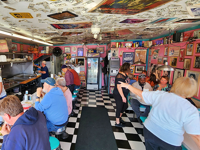 The true measure of a great diner – happy patrons filling every seat, servers weaving between tables, and conversation flowing as freely as the coffee.