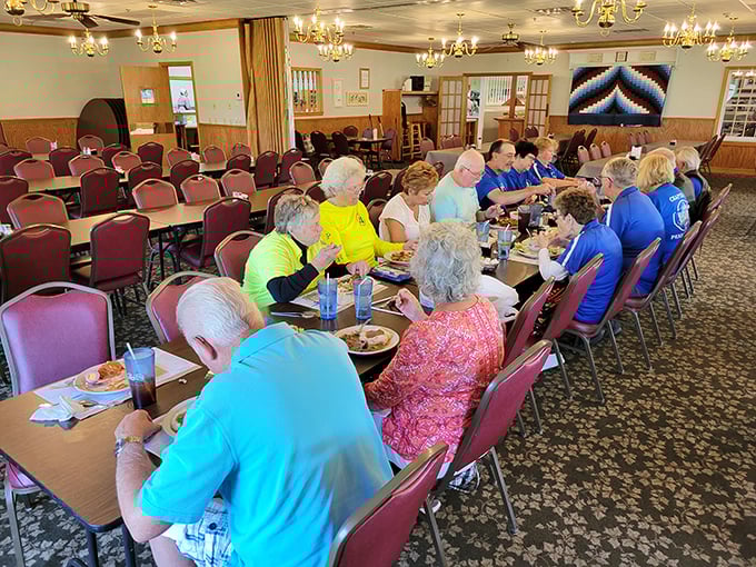 Multi-generational dining in action – where smartphones are forgotten and conversation flows as freely as the coffee. Remember those days?