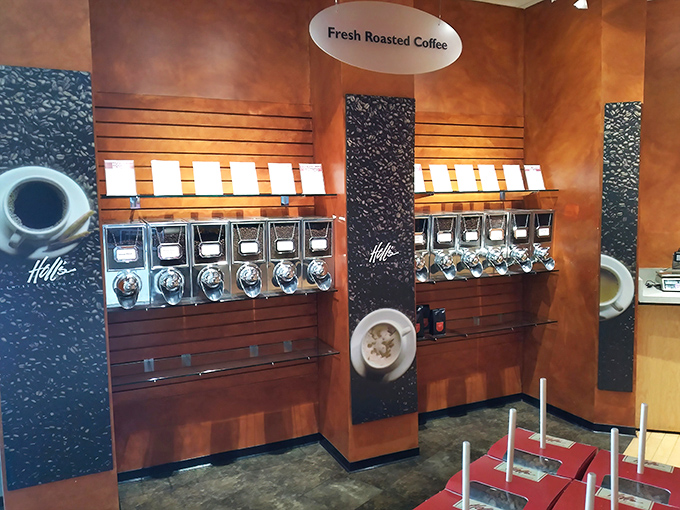 Fresh roasted coffee beans waiting to be ground—because what pairs better with fine chocolate than its faithful companion, coffee?