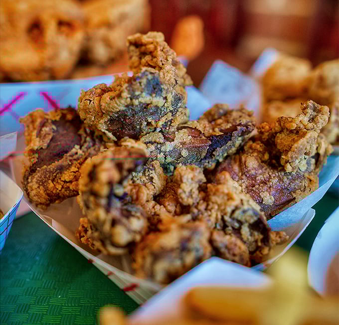 Fried livers—the dish that separates the culinary adventurers from the tourists. Rich, velvety centers with that signature Miller's crunch.