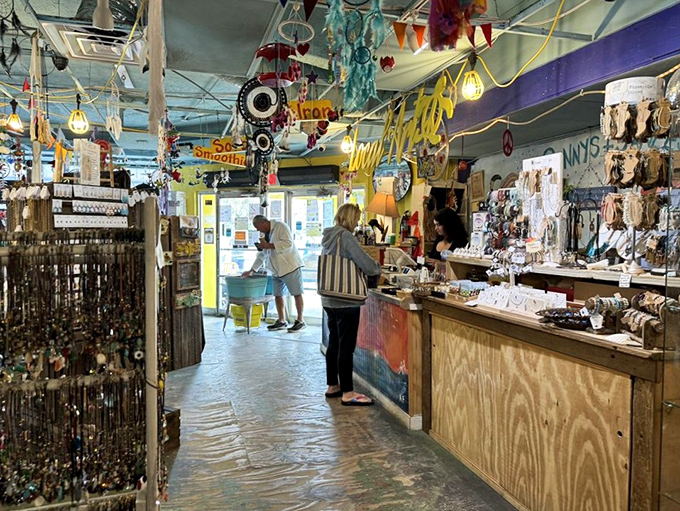 The gift shop portion feels like your coolest aunt's collection of beach treasures, local art, and items you suddenly can't live without. 