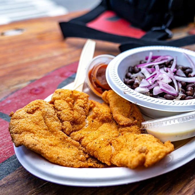 Golden treasures from the deep. This crispy fish makes you wonder why anyone would ever eat anything that doesn't come from the ocean.