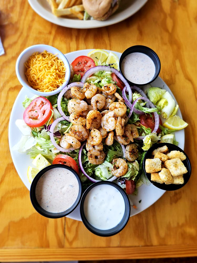A grilled shrimp salad that makes eating healthy feel like cheating. Those purple onions add just enough bite to wake up your taste buds.