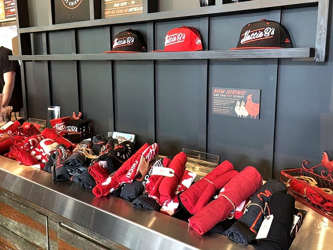 Superfans take note: you can wear your hot chicken loyalty on your sleeve—or head—with Hattie B's branded gear.