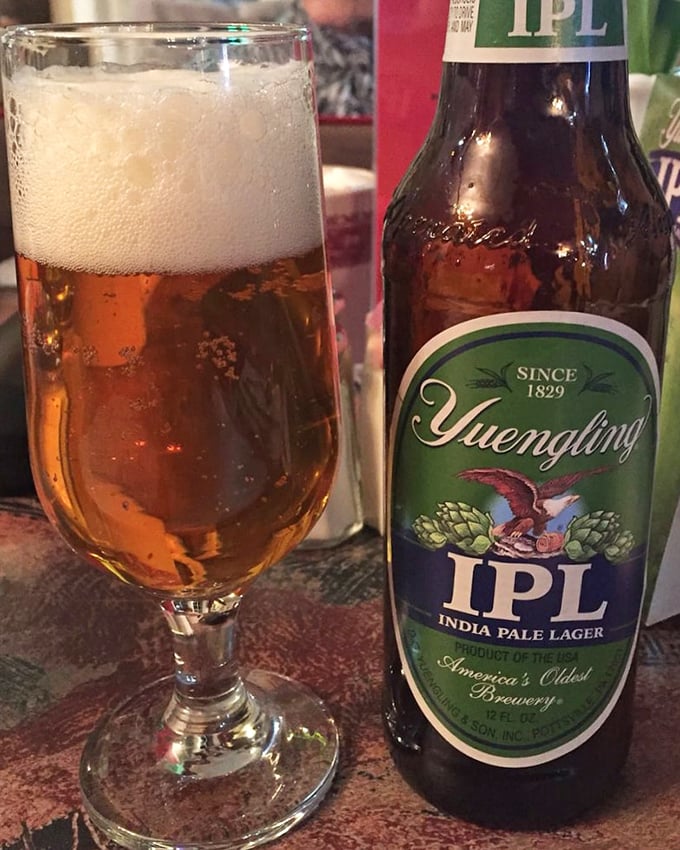 Yuengling IPL—Pennsylvania's liquid pride since 1829. The perfect companion to those famous crab cakes.
