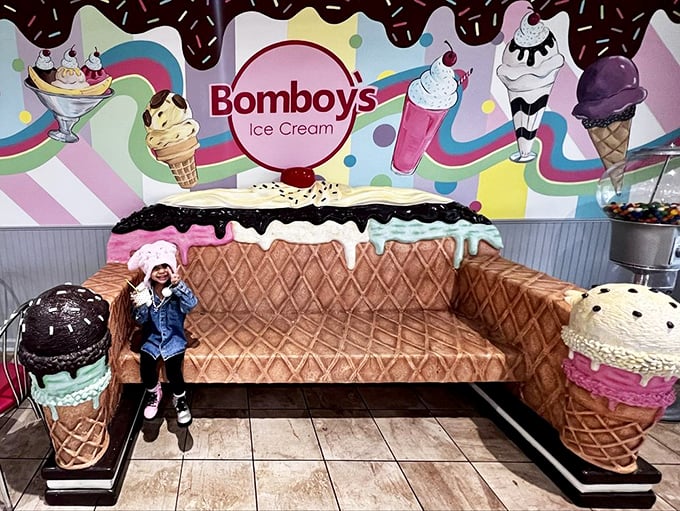 The ice cream cone couch isn't just Instagram bait—it's a throne worthy of dessert royalty. Sit here and you're practically obligated to order a triple scoop.