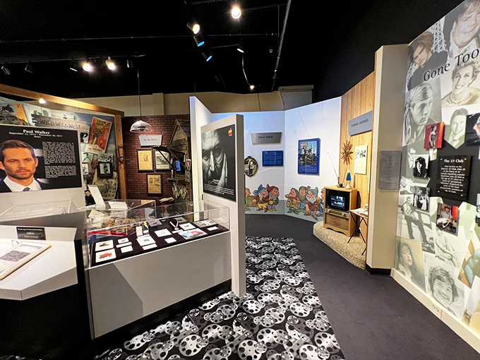 The museum's pop culture section connects our entertainment icons with our mortality. Even Hollywood stars and superheroes can't escape the final curtain call.