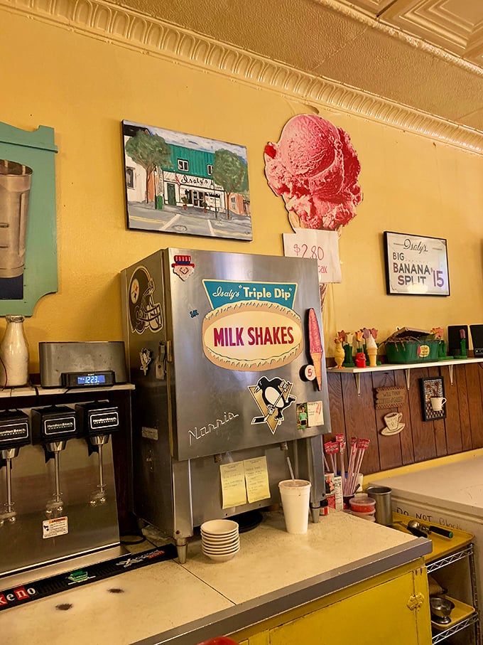 That vintage milkshake machine isn't just equipment – it's a time machine that transforms ice cream into thick, creamy nostalgia in a tall glass.