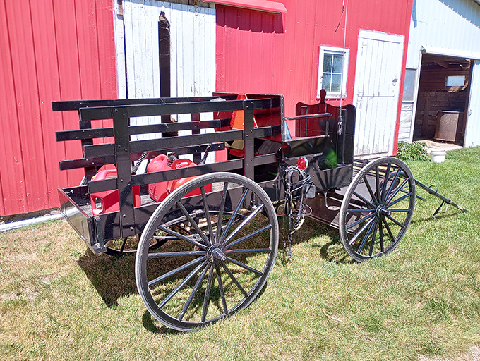 This isn't just transportation—it's a time machine on wheels parked beside the bakery, reminding us that some traditions are worth preserving.
