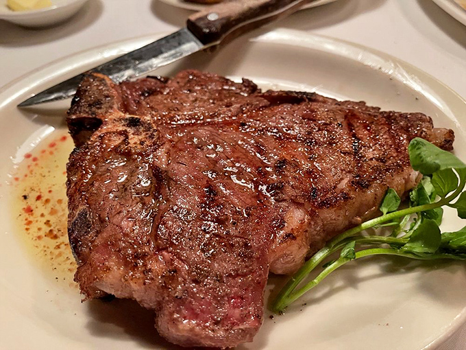 The porterhouse: part filet, part strip, all magnificent. This is the steak equivalent of getting the corner piece of birthday cake—the best of both worlds.