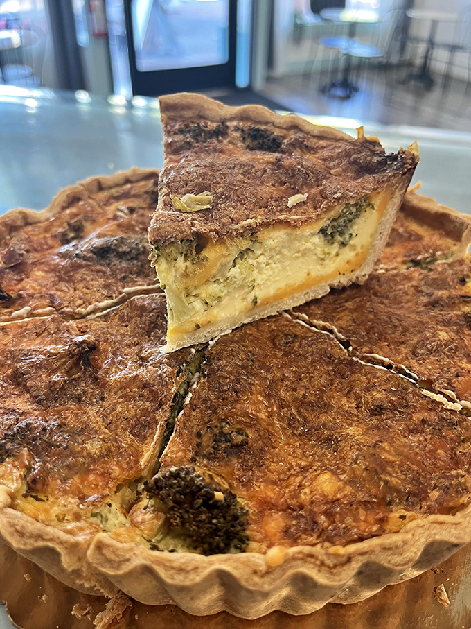 This quiche doesn't mess around—golden crust cradles a savory filling that's somehow both substantial and light as a cloud.