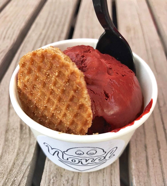 Red alert for your taste buds! This crimson creation isn't just photogenic—it's the dessert equivalent of finding an extra $20 in your pocket.