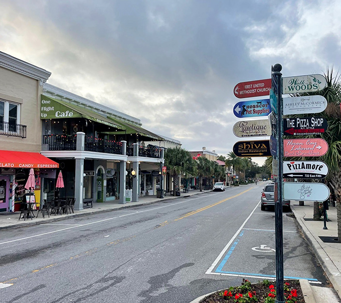 Street signs pointing in all directions, yet somehow you're never lost in Mount Dora—just pleasantly redirected to another charming discovery around the corner.