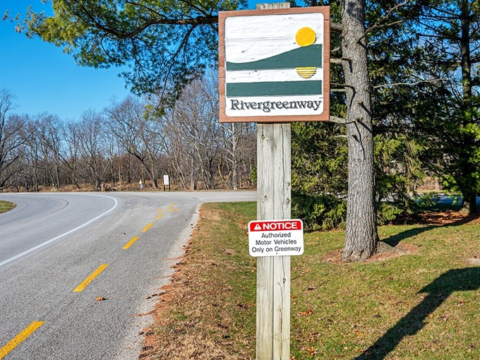 The Rivergreenway sign stands as a humble invitation to explore miles of trails connecting Bluffton's natural spaces – no fancy GPS required.