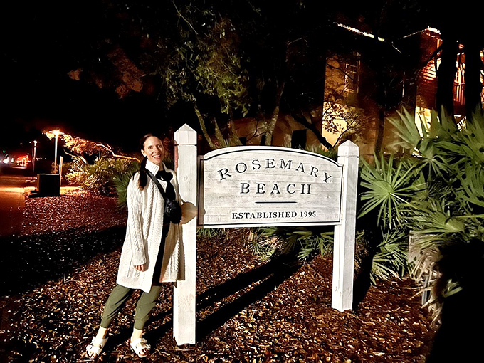 The entrance sign doesn't just welcome you to Rosemary Beach—it invites you to temporarily forget which continent you're on.