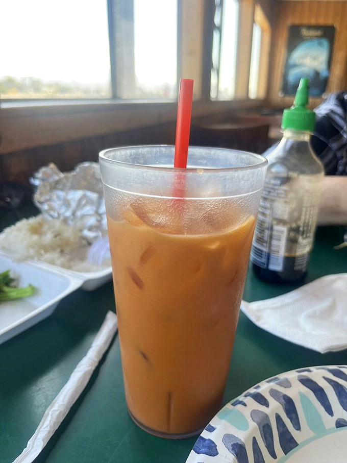 The legendary Thai iced tea—creamy, sweet, and strong enough to counterbalance even the spiciest dishes on the menu.