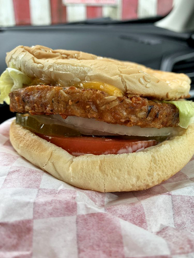 The fish sandwich proves Small Fryes isn't just about beef—crispy, golden, and nestled in a soft bun with fresh toppings.