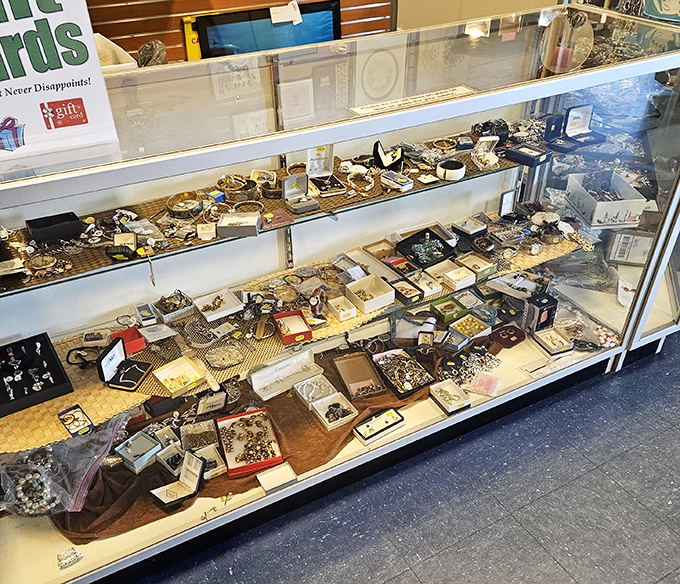 The jewelry case—where forgotten accessories await rediscovery. Each brooch and necklace holds secrets of special occasions from decades past.