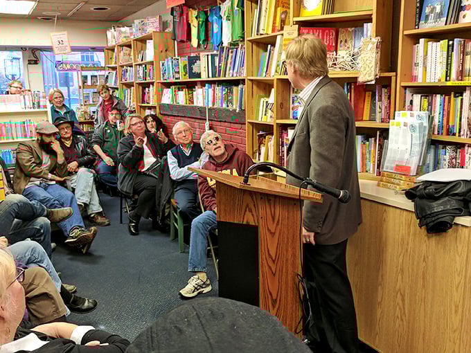 Author events transform these book-lined walls into intimate theaters where stories come alive beyond their printed pages.