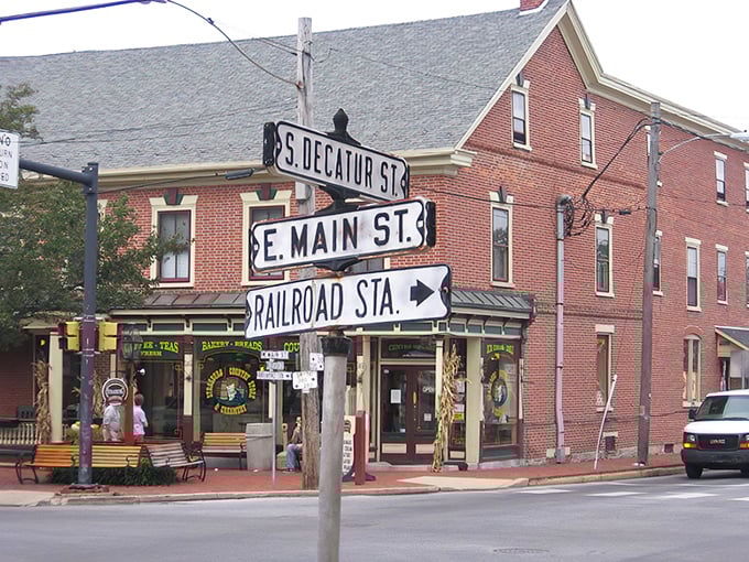 Street signs in Strasburg don't just provide directions—they're like a historical treasure map where "Railroad Station" points the way to the town's beating heart.