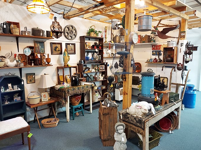 This rustic collection transforms farm implements into décor—where butter churns and milk cans enjoy their retirement as conversation pieces.
