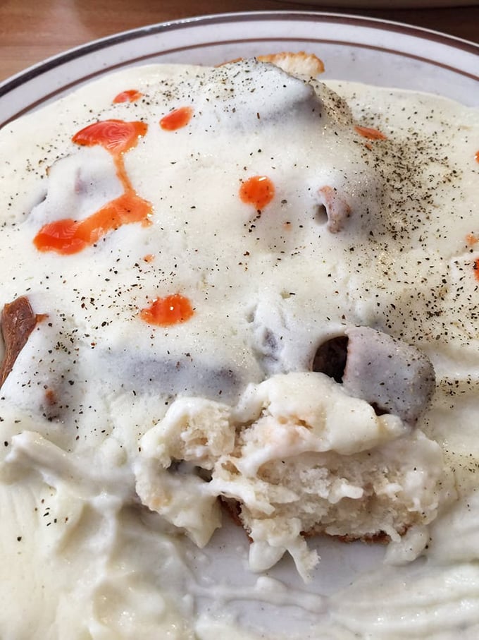 Biscuits and gravy—where flour, butter, and sausage transform into a dish that's practically the official state breakfast of South Carolina.