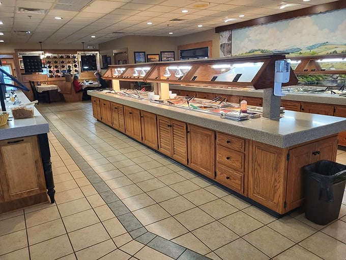 The buffet line at Der Dutchman isn't just a meal, it's a pilgrimage—where steam rises from homestyle dishes like prayers to the comfort food gods.