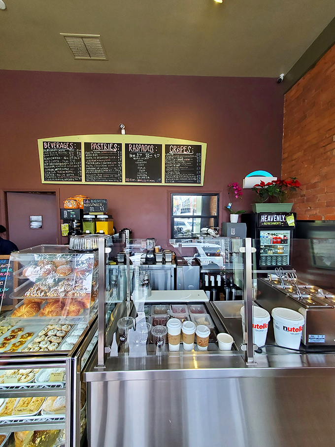 Behind the counter magic happens daily. Those Nutella jars aren't just ingredients—they're promises of deliciousness to come.