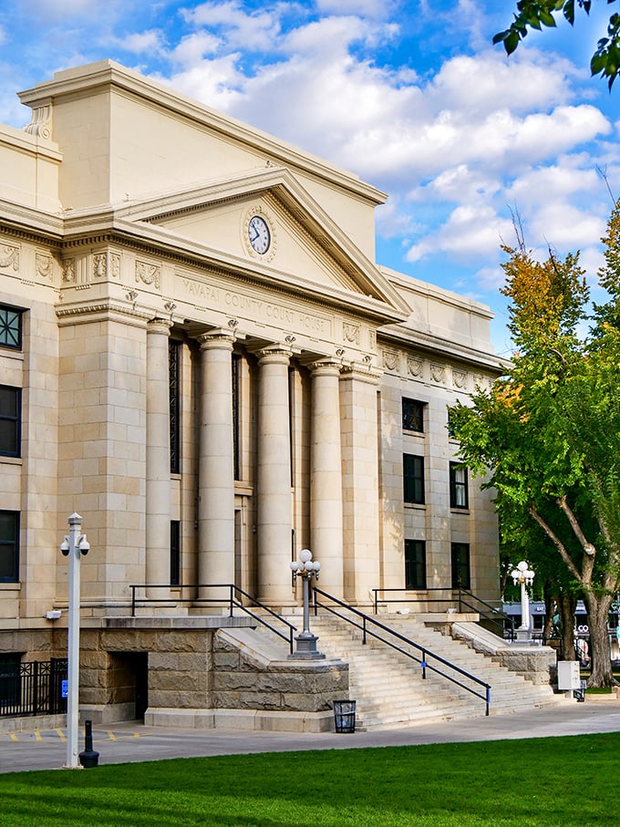 The courthouse stands majestically, proving government buildings can actually inspire awe instead of dread.