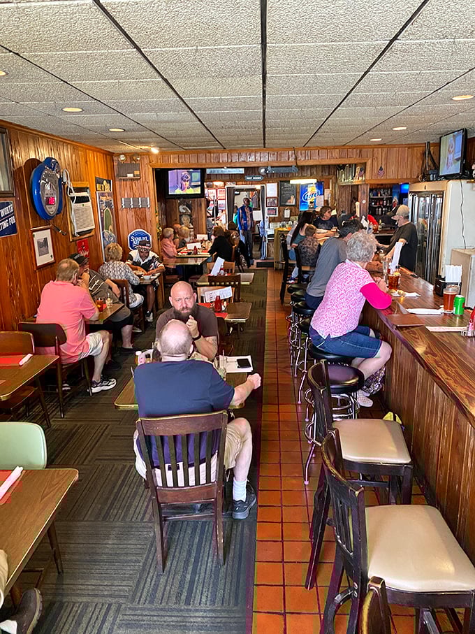 Where locals gather for meals that could feed a small army. The packed house isn't just about food—it's community served alongside those massive portions.