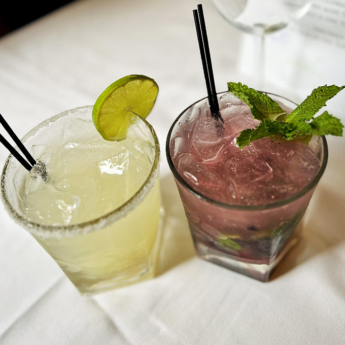 Cocktails that say "vacation mode activated"—one refreshingly tart, one sweetly sophisticated, both promising an evening of excellent decisions.