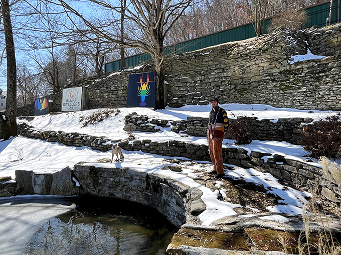 Even in winter's embrace, the cave maintains its steady 60-degree temperature—Mother Nature's original climate-controlled environment.
