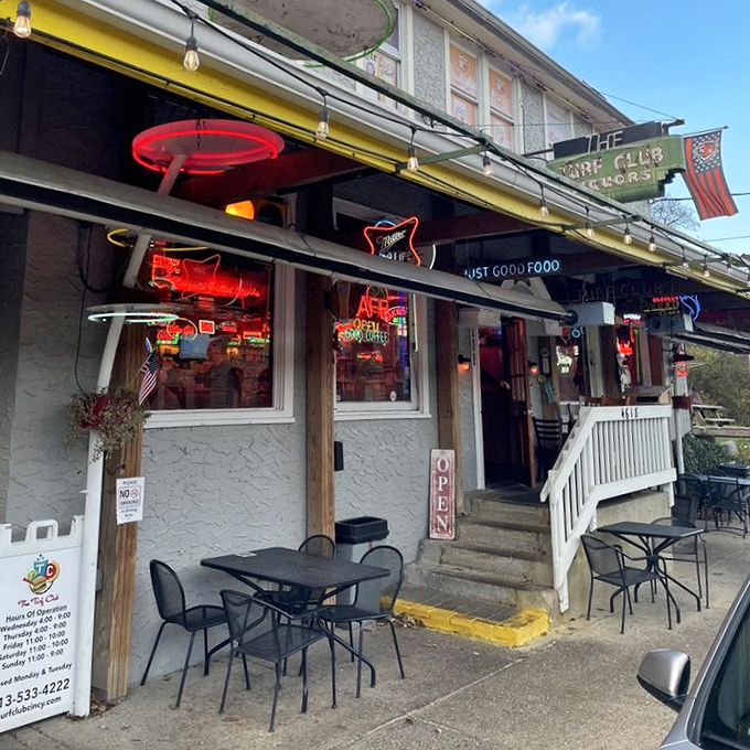 The entrance promises "JUST GOOD FOOD" – perhaps the greatest understatement since someone called the Grand Canyon "a nice hole."