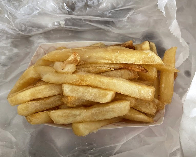 Golden, crispy fries—the perfect sidekick to your sandwich superhero. Simple, unpretentious, and exactly what you want them to be.